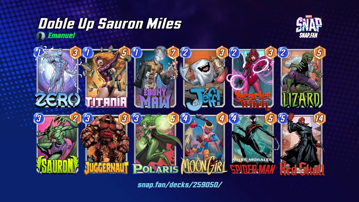 Doble Up Sauron Miles by Emanuel - Marvel Snap Decks - snap.fan