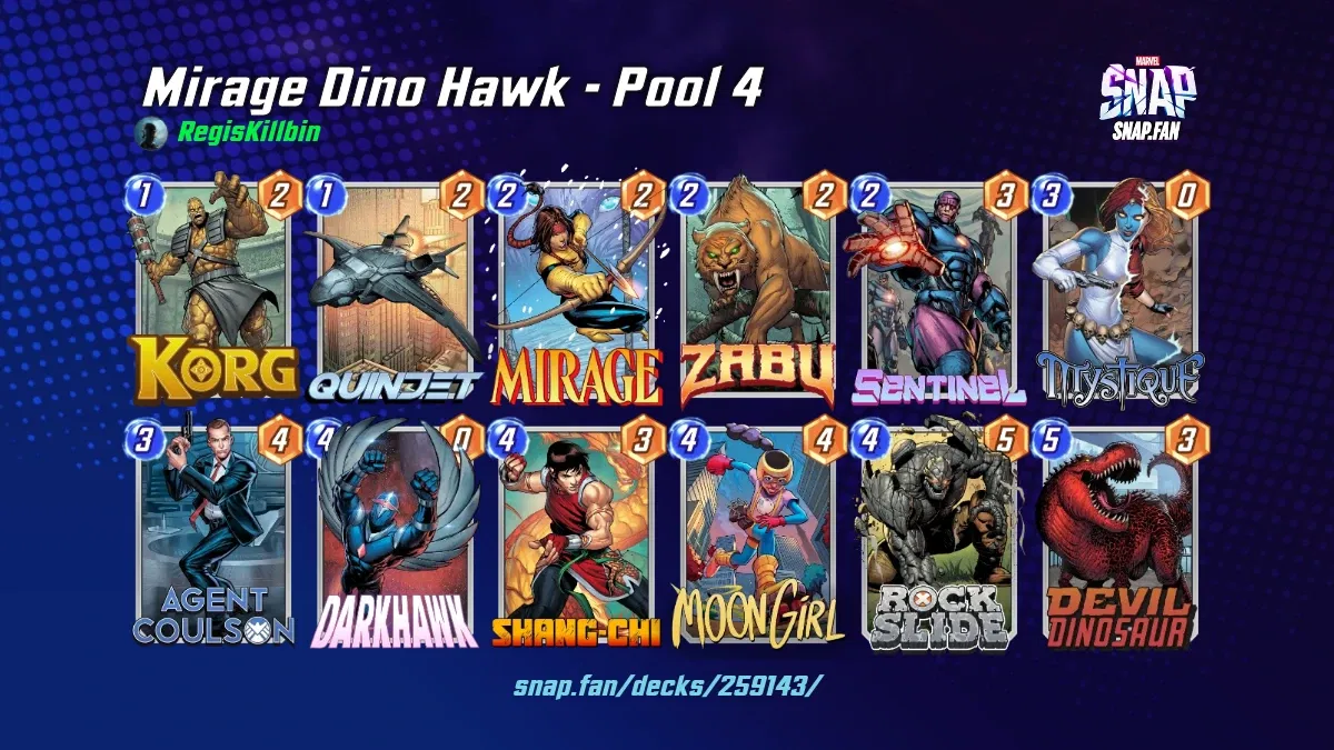 Mirage Dino Hawk - Pool 4 by RegisKillbin - Marvel Snap Decks - snap.fan