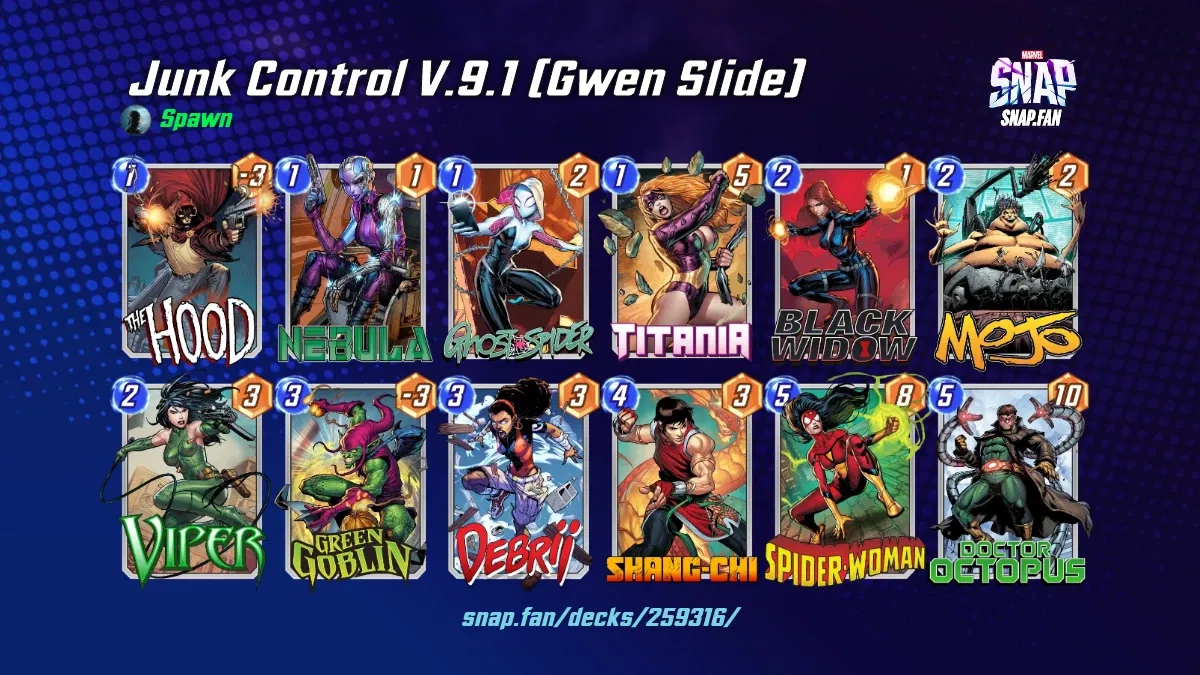 Junk Control V.9.1 (Gwen Slide) by Spawn - Marvel Snap Decks - snap.fan