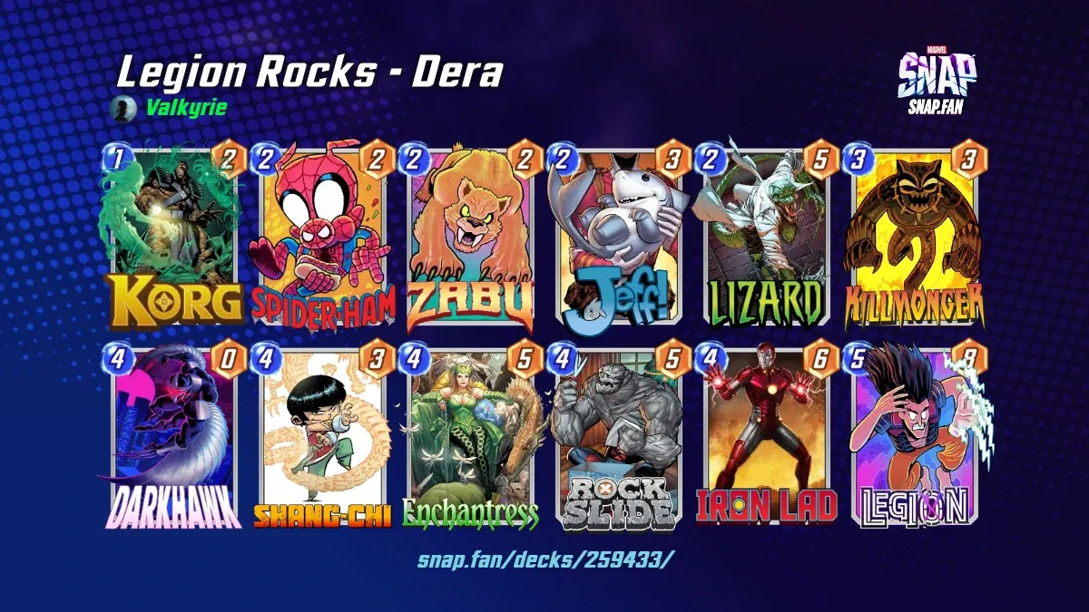 Legion Rocks - Dera by VaIkyrie - Marvel Snap Decks - snap.fan