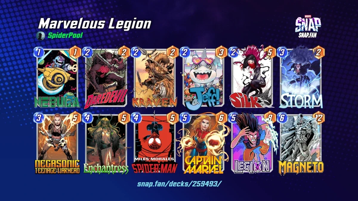 Marvelous Legion by SpiderPool - Marvel Snap Decks - snap.fan