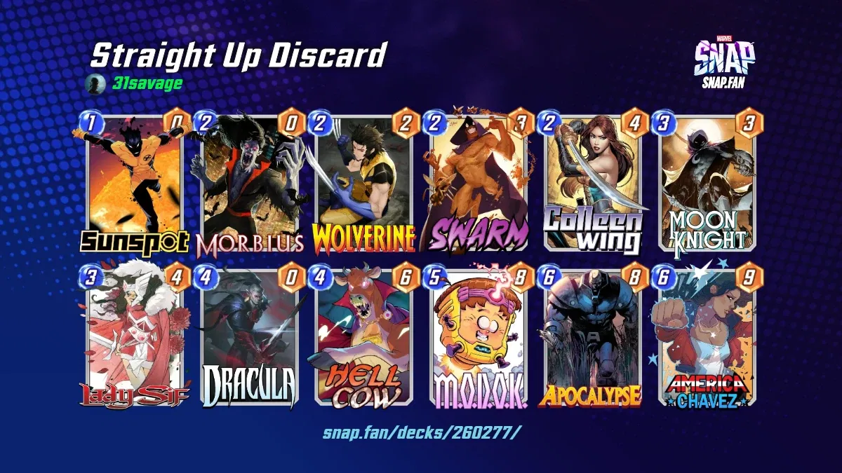 Straight Up Discard by 31savage - Marvel Snap Decks - snap.fan