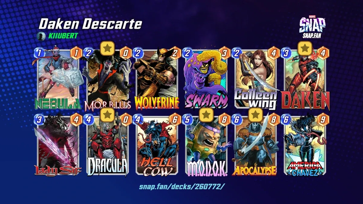 Daken Descarte by KIIUBERT - Marvel Snap Decks - snap.fan