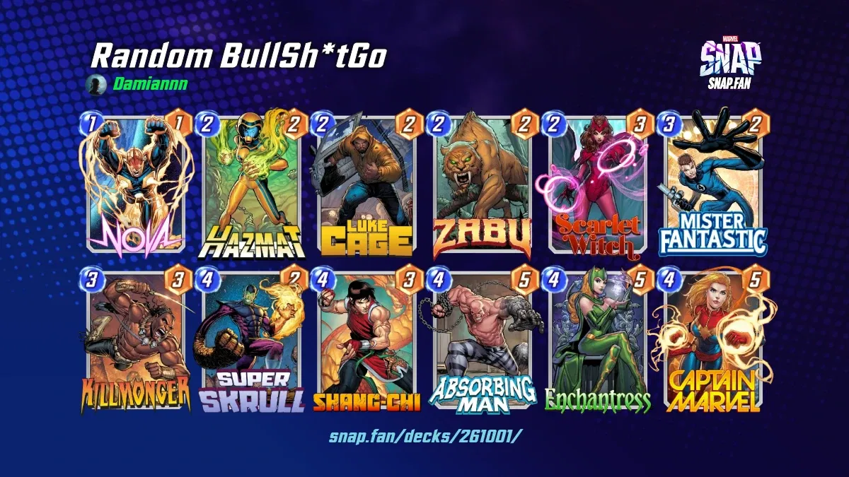 Random BullSh*tGo by Damiannn - Marvel Snap Decks - snap.fan