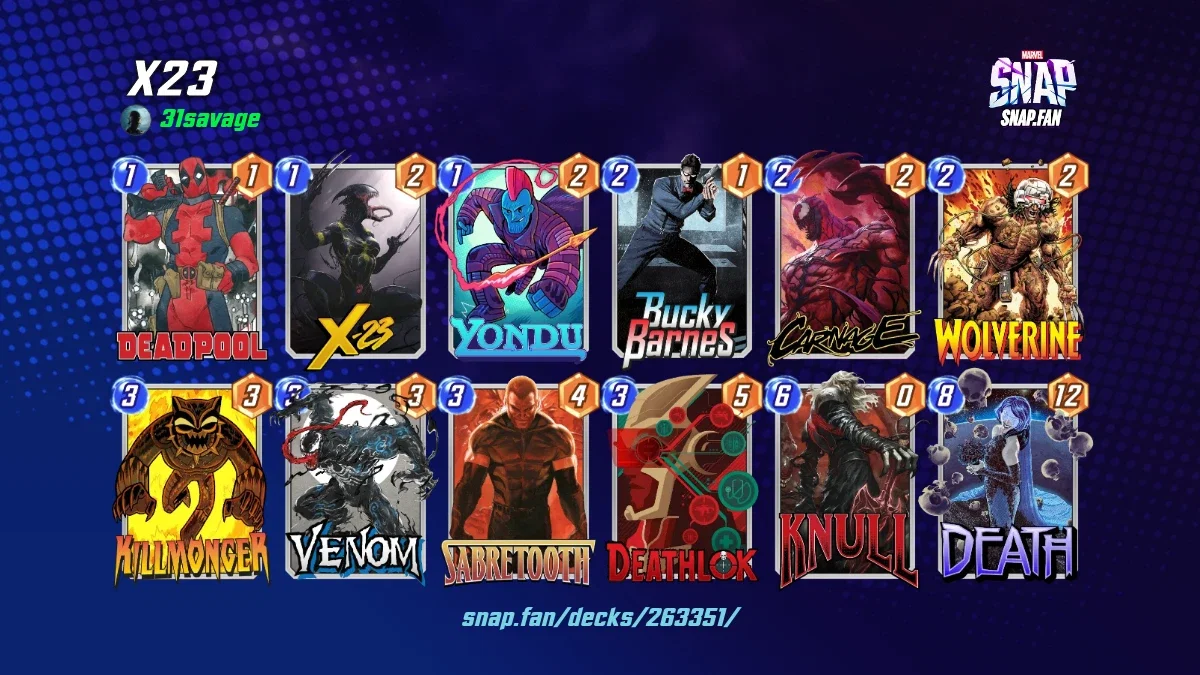 X23 by 31savage - Marvel Snap Decks - snap.fan