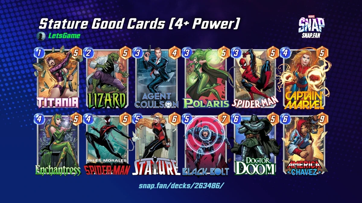 Stature Good Cards (4+ Power) by LetsGame - Marvel Snap Decks - snap.fan