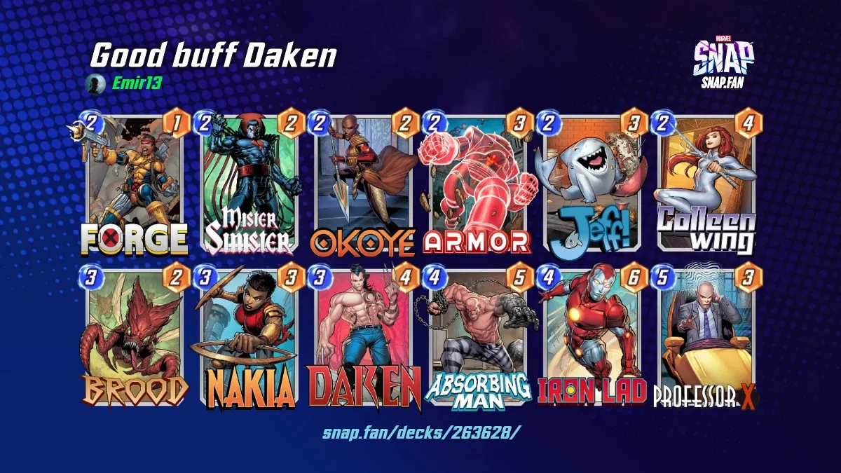 Good buff Daken by Emir13 - Marvel Snap Decks - snap.fan