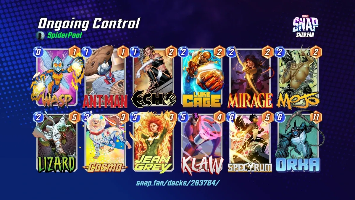Ongoing Control by SpiderPool - Marvel Snap Decks - snap.fan