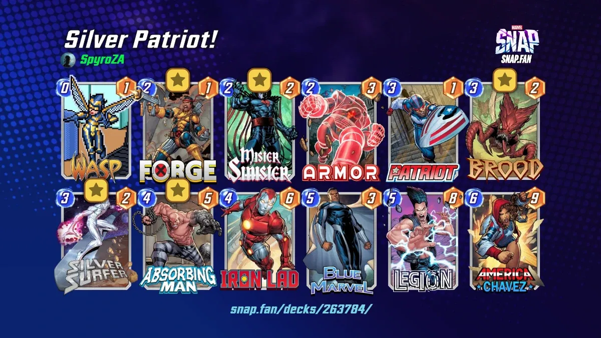 Silver Patriot! by SpyroZA - Marvel Snap Decks - snap.fan