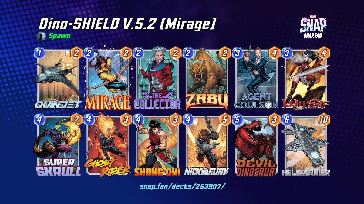 Dino-SHIELD V.5.2 (Mirage) by Spawn - Marvel Snap Decks - snap.fan