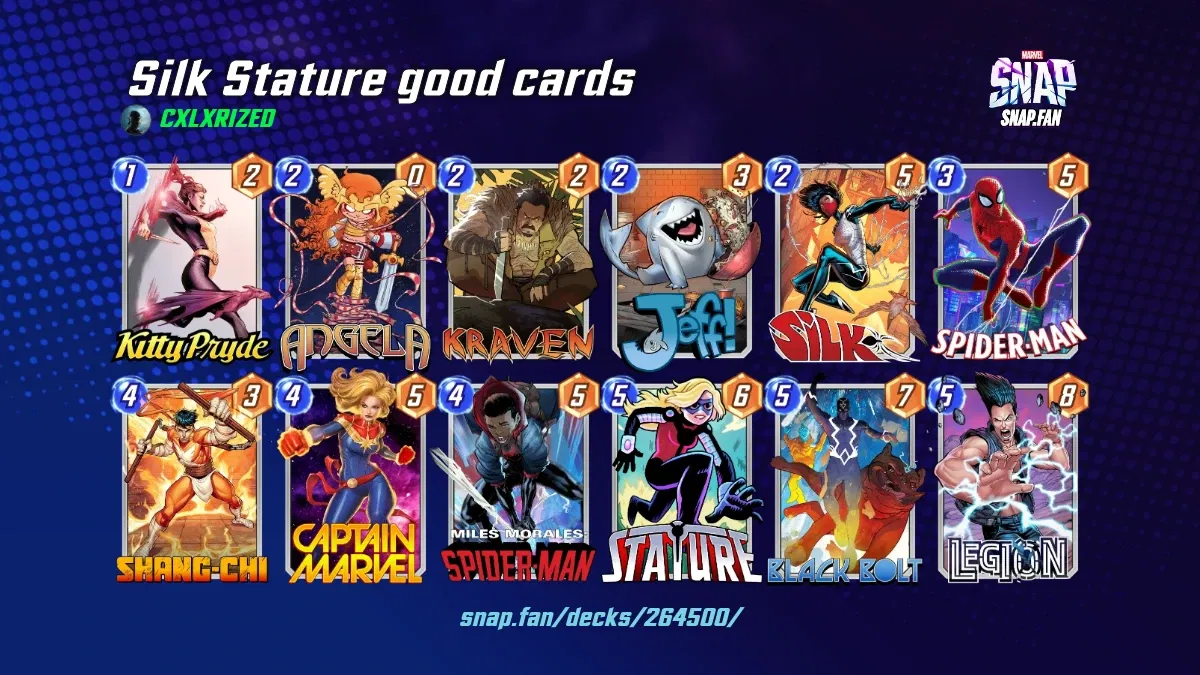 Silk Stature good cards by CXLXRIZED - Marvel Snap Decks - snap.fan