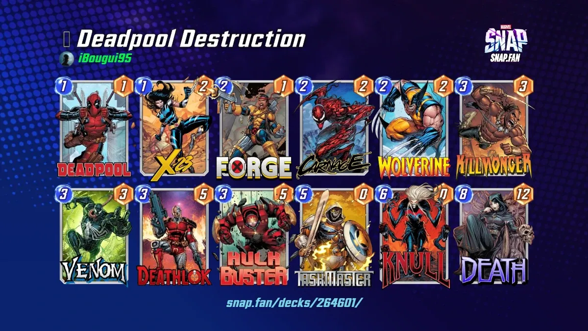 🦇 Deadpool Destruction by iBougui95 - Marvel Snap Decks - snap.fan