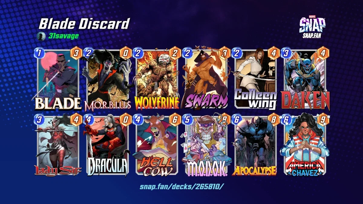 Blade Discard by 31savage - Marvel Snap Decks - snap.fan