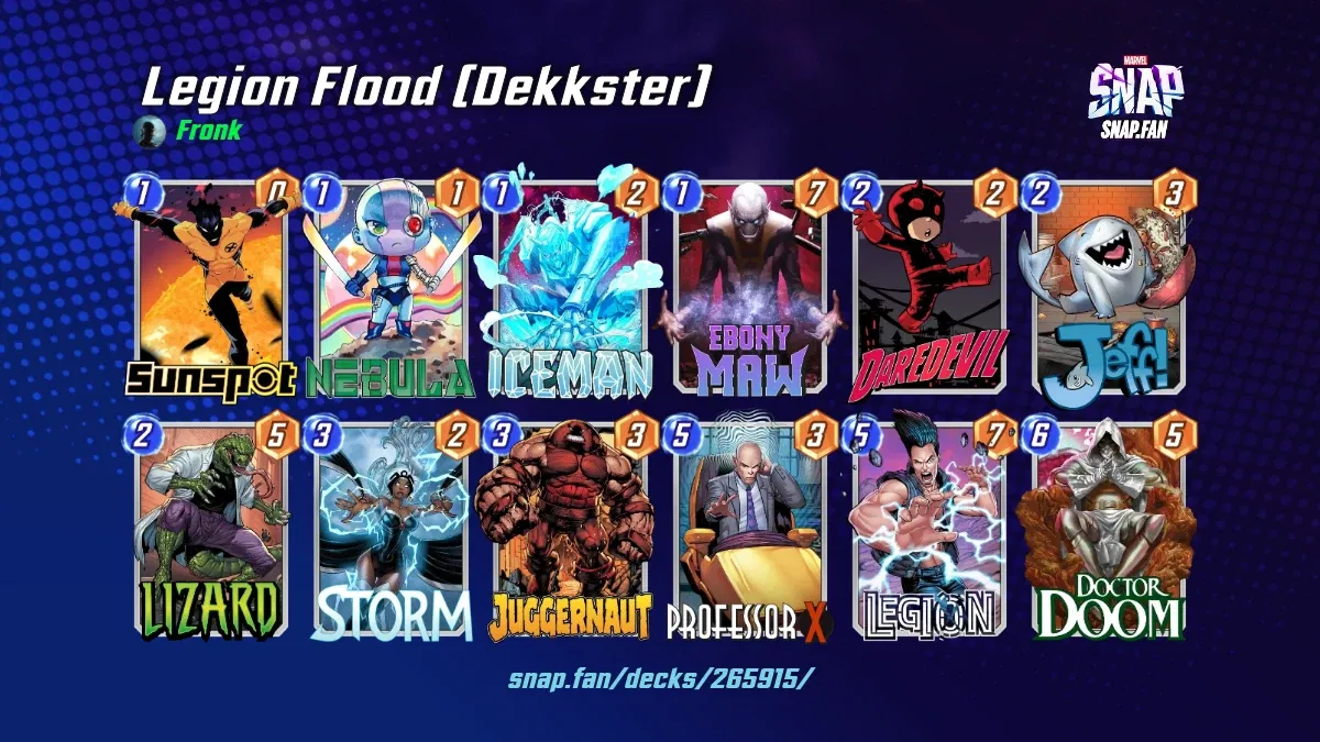 Legion Flood (Dekkster) by Fronk - Marvel Snap Decks - snap.fan