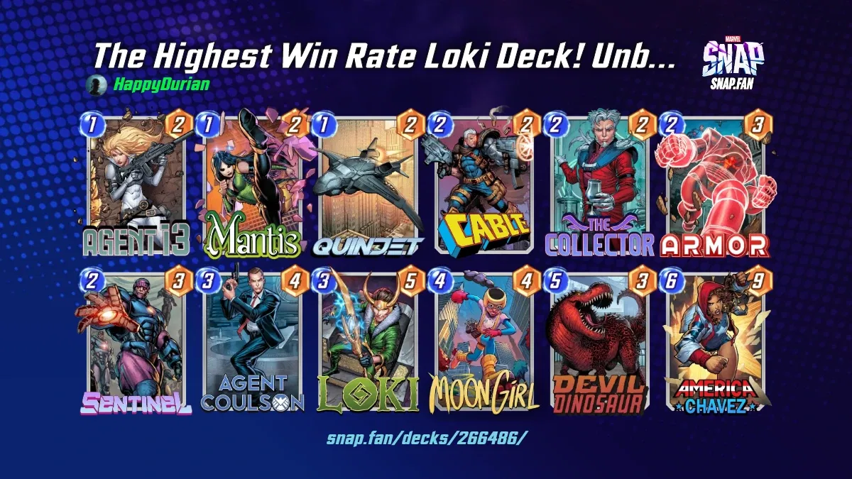 The Highest Win Rate Loki Deck! Unbeatable in Rank! by HappyDurian - Marvel Snap Decks - snap.fan