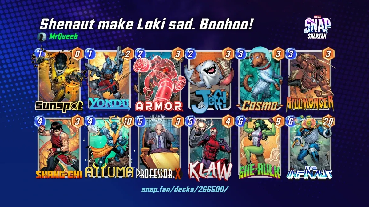 Shenaut make Loki sad. Boohoo! by MrQueeb - Marvel Snap Decks - snap.fan