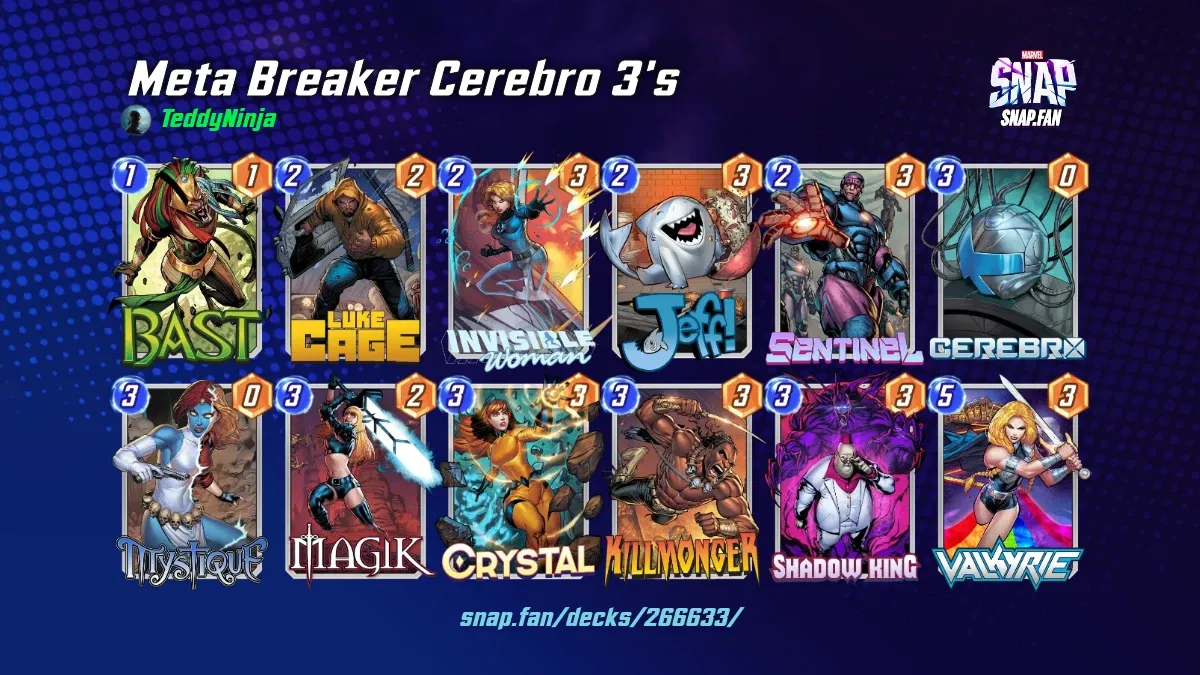 Meta Breaker Cerebro 3's by TeddyNinja - Marvel Snap Decks - snap.fan