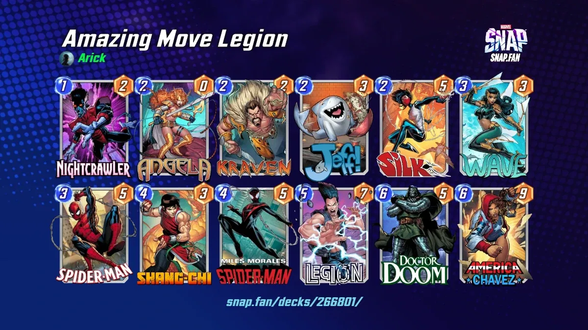 Amazing Move Legion by Arick - Marvel Snap Decks - snap.fan