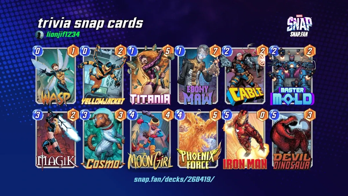 trivia snap cards by lionjif1234 - Marvel Snap Decks - snap.fan