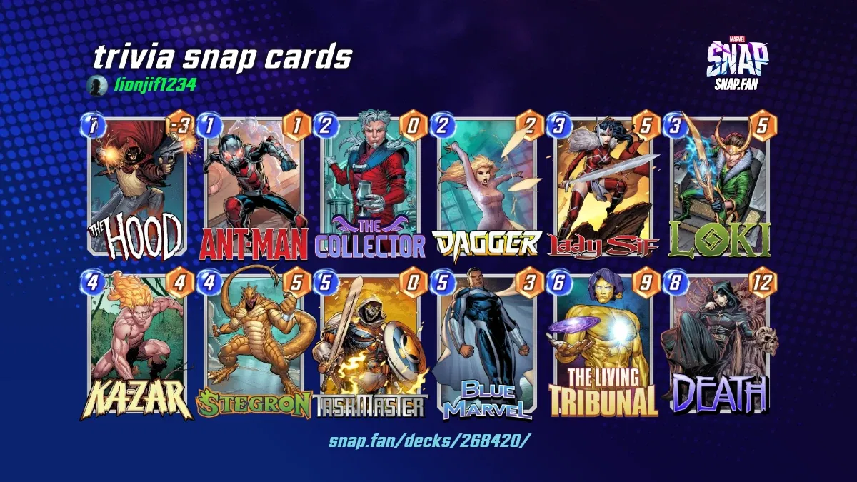 trivia snap cards by lionjif1234 - Marvel Snap Decks - snap.fan