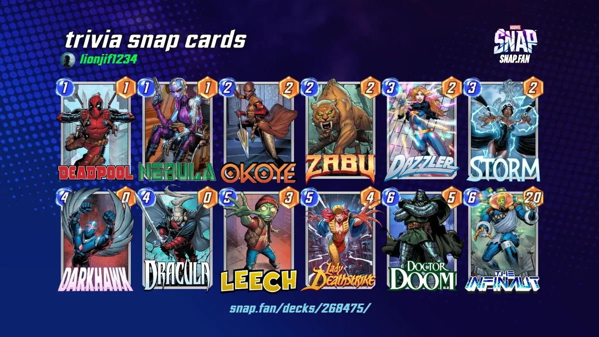 trivia snap cards by lionjif1234 - Marvel Snap Decks - snap.fan