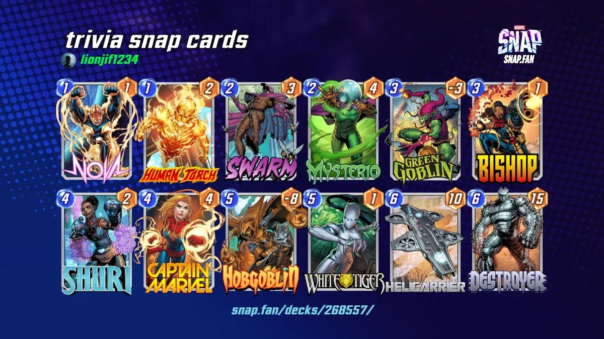 trivia snap cards by lionjif1234 - Marvel Snap Decks - snap.fan
