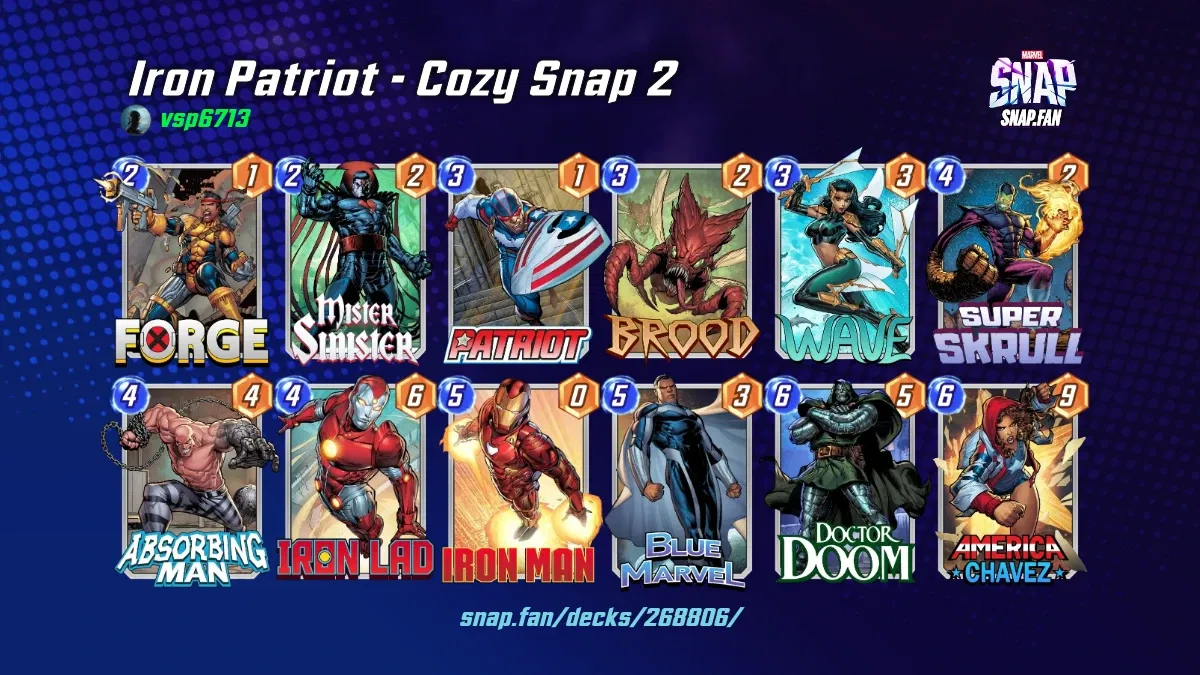 Iron Patriot - Cozy Snap 2 by vsp6713 - Marvel Snap Decks - snap.fan
