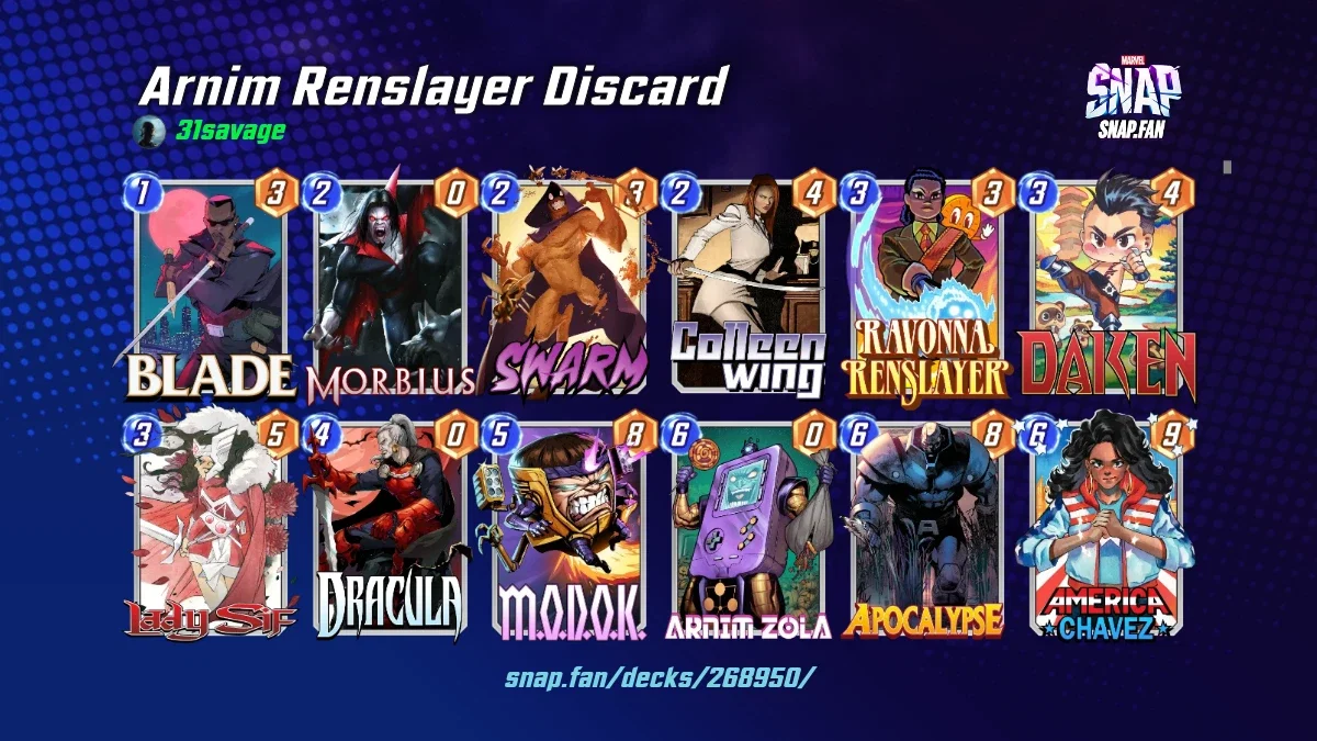 Arnim Renslayer Discard by 31savage - Marvel Snap Decks - snap.fan