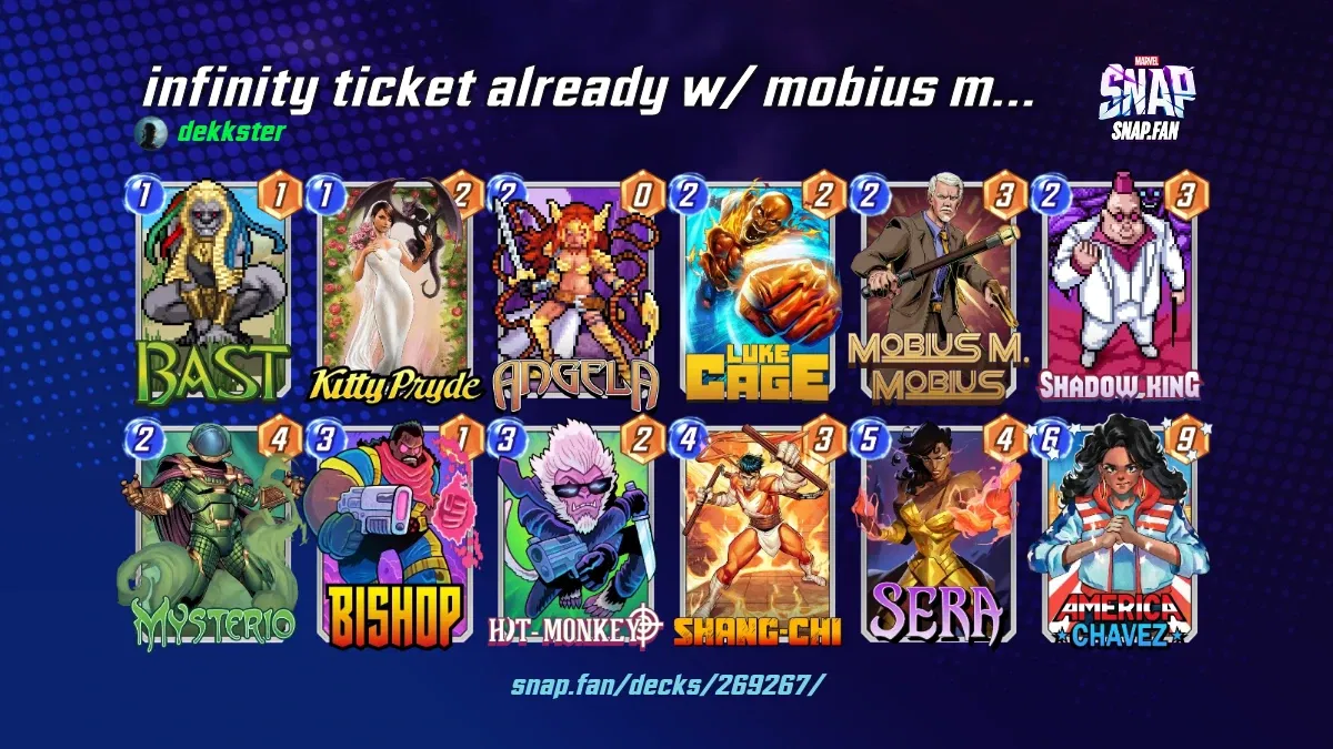 infinity ticket already w/ mobius monkey mobius by dekkster - Marvel Snap Decks - snap.fan