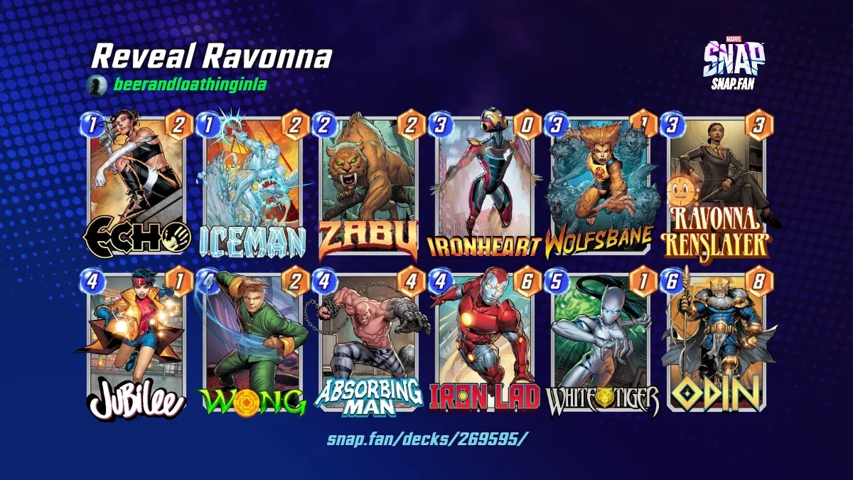 Reveal Ravonna by beerandloathinginla - Marvel Snap Decks - snap.fan