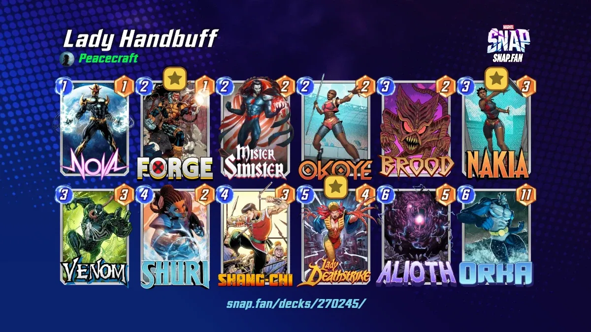 Lady Handbuff by Peacecraft - Marvel Snap Decks - snap.fan