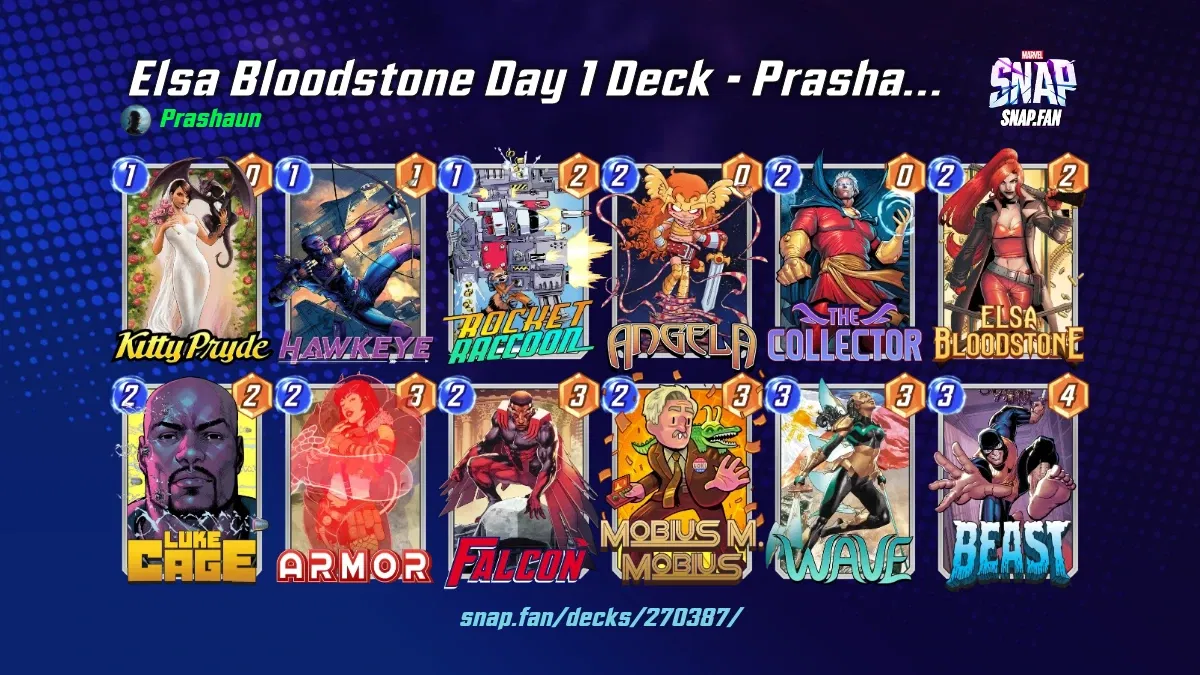 Elsa Bloodstone Day 1 Deck - Prashaun YT by Prashaun - Marvel Snap ...
