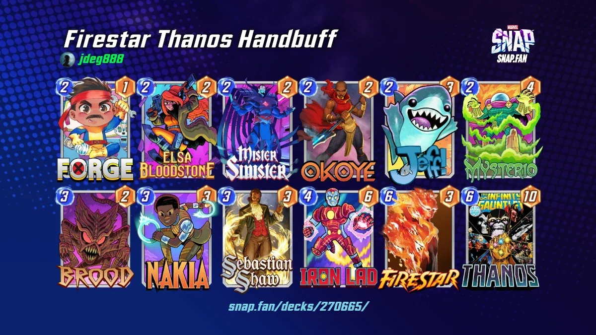Firestar Thanos Handbuff by jdeg888 - Marvel Snap Decks - snap.fan