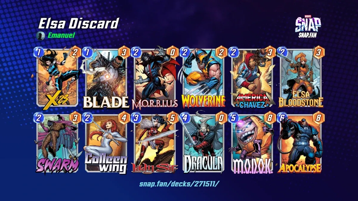 Elsa Discard by Emanuel - Marvel Snap Decks - snap.fan