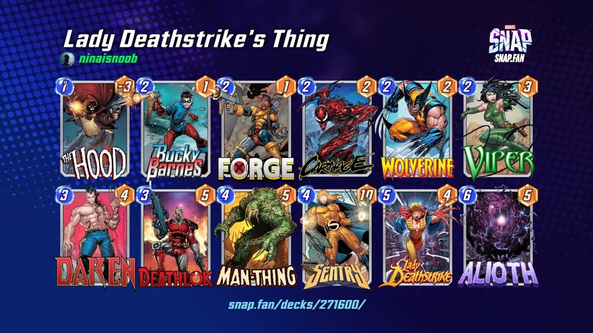 Lady Deathstrike's Thing by ninaisnoob - Marvel Snap Decks - snap.fan