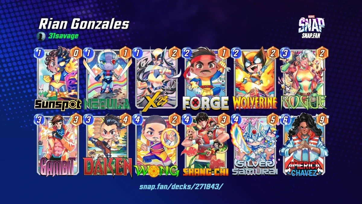 Rian Gonzales by 31savage - Marvel Snap Decks - snap.fan