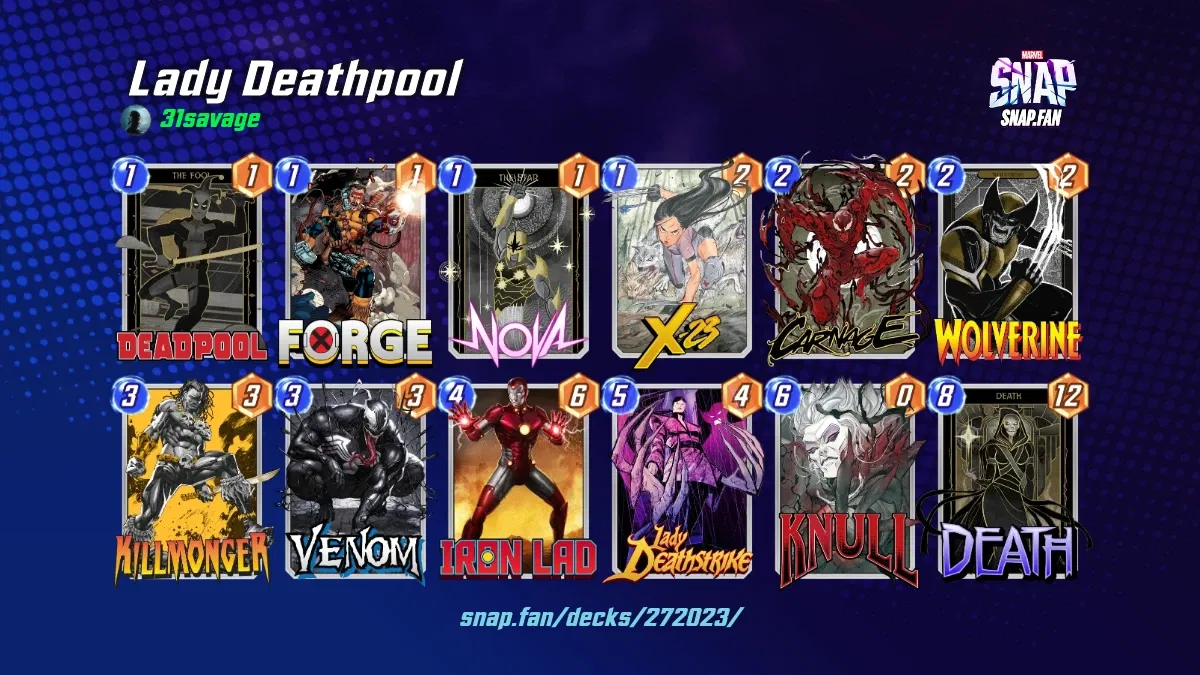 Lady Deathpool by 31savage - Marvel Snap Decks - snap.fan