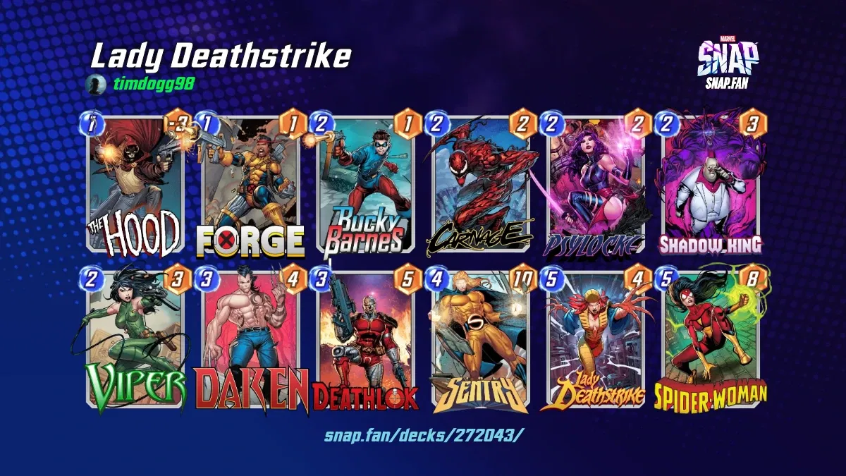 Lady Deathstrike by timdogg98 - Marvel Snap Decks - snap.fan