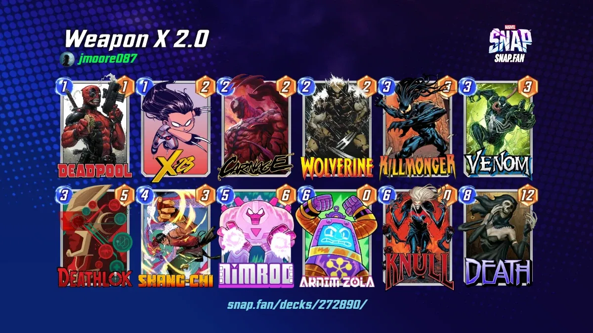 Weapon X 2.0 by jmoore087 - Marvel Snap Decks - snap.fan