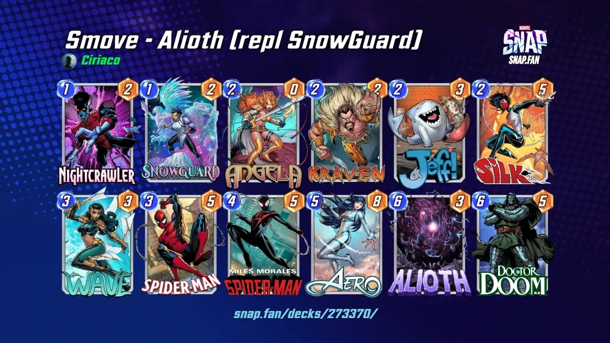 Smove - Alioth (repl SnowGuard) by Ciriaco - Marvel Snap Decks - snap.fan