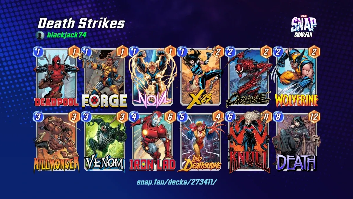 Death Strikes by blackjack74 - Marvel Snap Decks - snap.fan