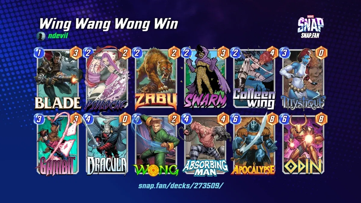 Wing Wang Wong Win by ndevil - Marvel Snap Decks - snap.fan