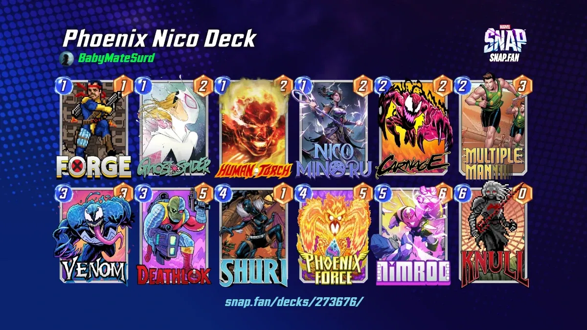 Phoenix Nico Deck by BabyMateSurd - Marvel Snap Decks - snap.fan