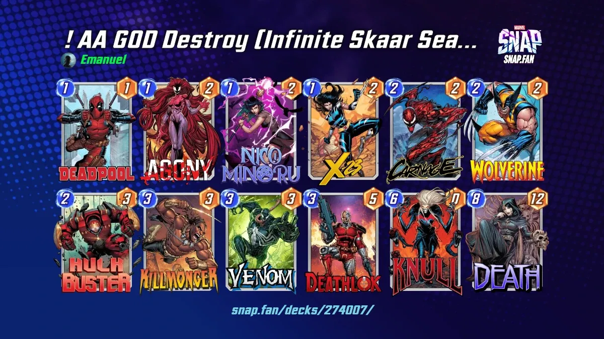 ! AA GOD Destroy (Infinite Skaar Season) by Emanuel - Marvel Snap Decks ...