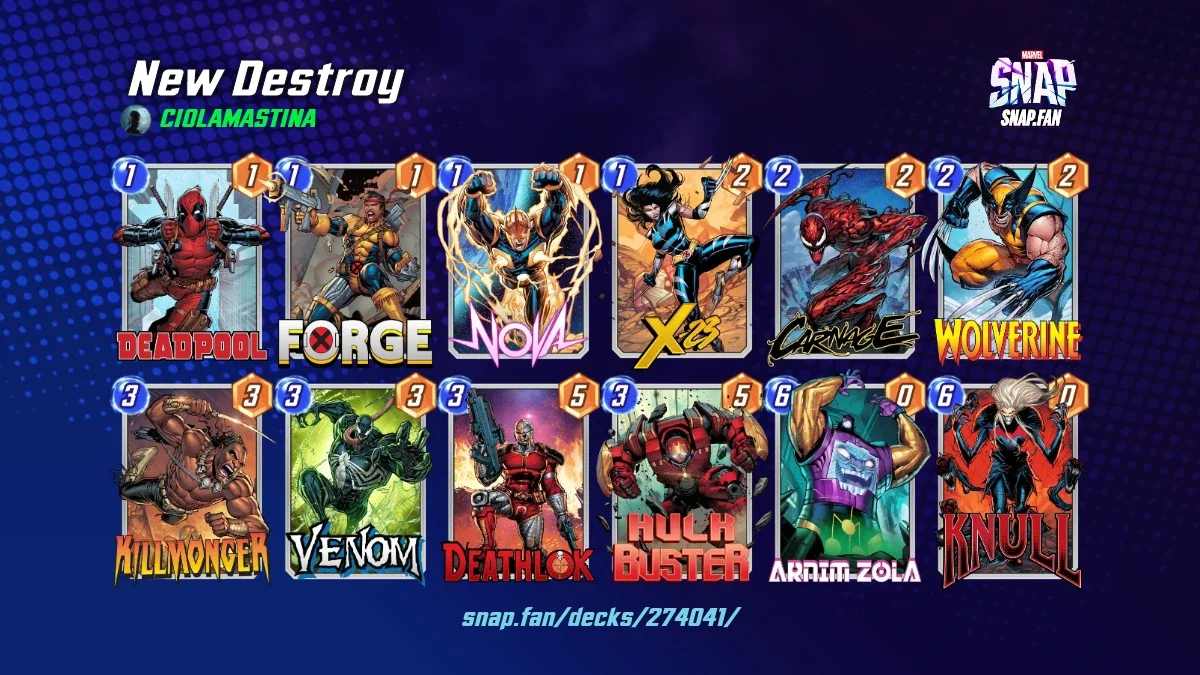 New Destroy by CIOLAMASTINA - Marvel Snap Decks - snap.fan