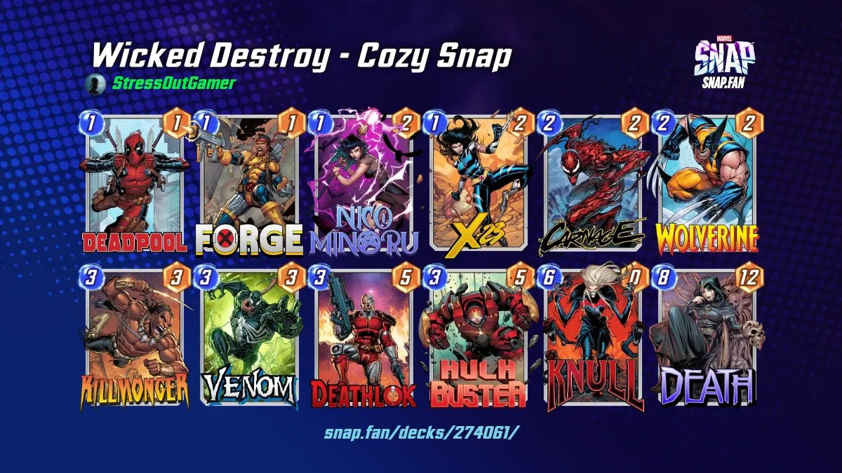 Wicked Destroy - Cozy Snap by StressOutGamer - Marvel Snap Decks - snap.fan