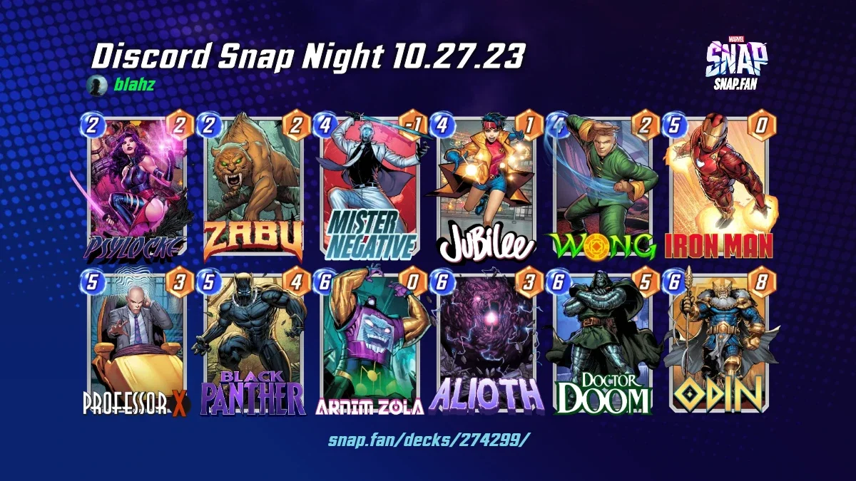 Discord Snap Night 10.27.23 by blahz - Marvel Snap Decks - snap.fan