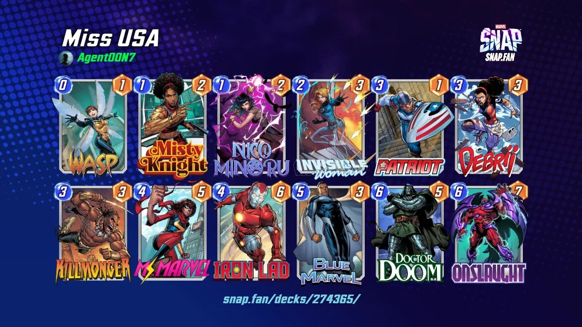 Miss USA by Agent00N7 - Marvel Snap Decks - snap.fan