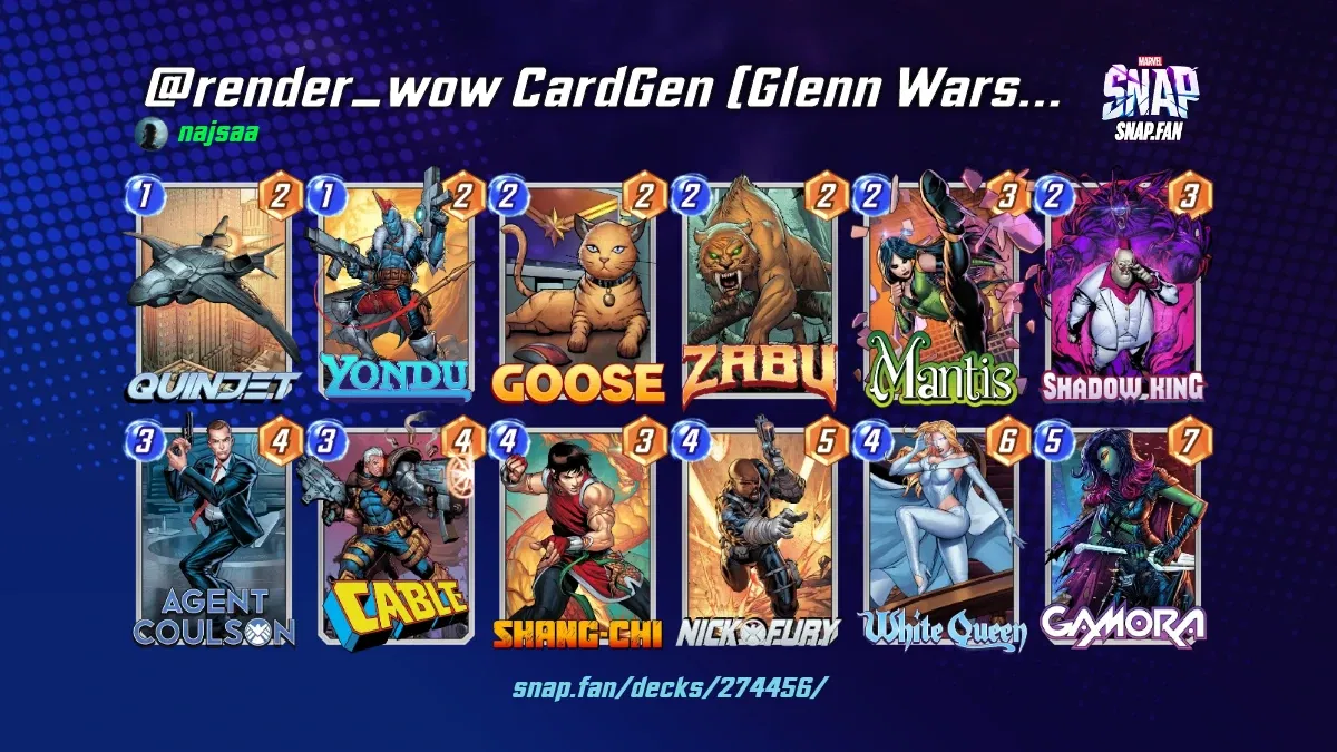@render_wow CardGen (Glenn Wars 2.0) by najsaa - Marvel Snap Decks - snap.fan