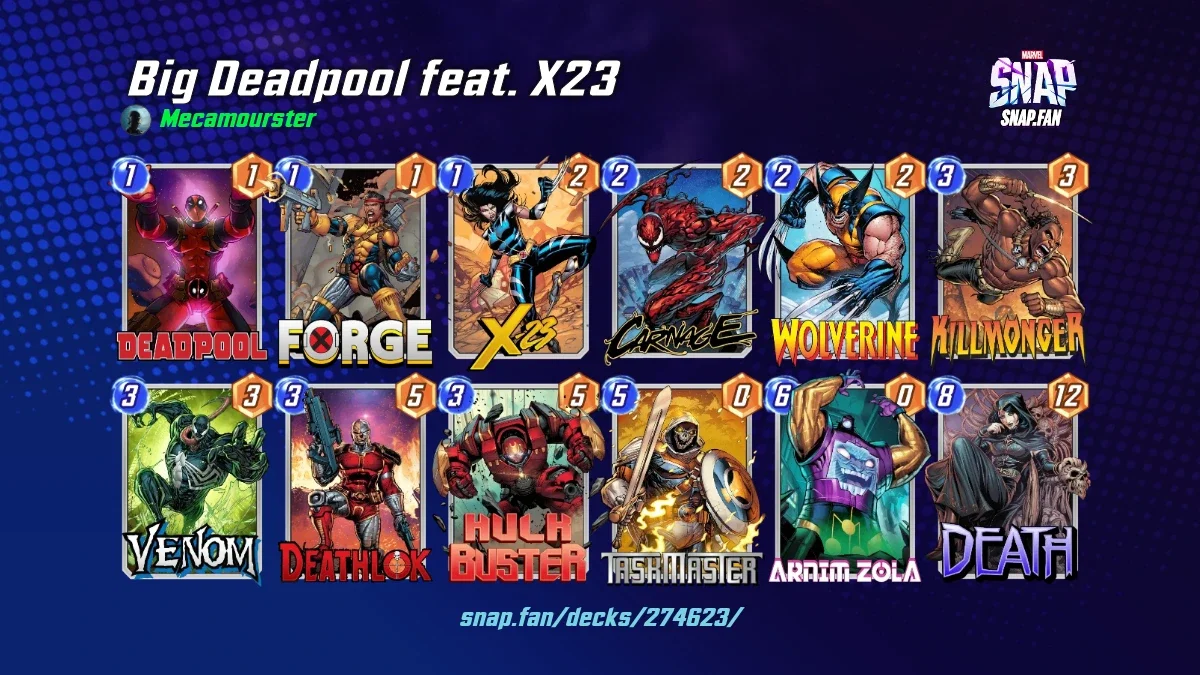 Big Deadpool feat. X23 by Mecamourster - Marvel Snap Decks - snap.fan